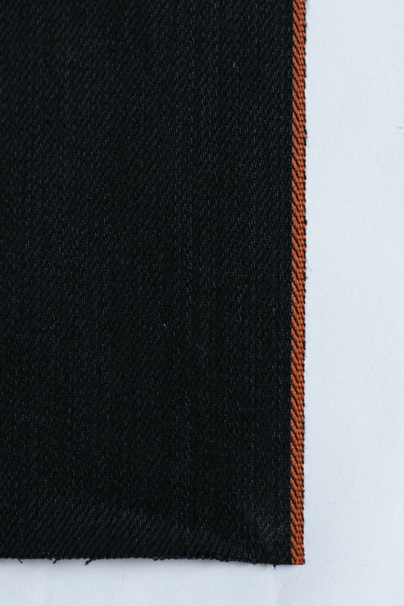 SMOOTH DOUBLE BLACK SELVEDGE DENIM BURNT ORANGE ID | Nama Denim
